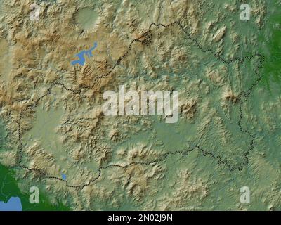 Matagalpa, department of Nicaragua. Colored elevation map with lakes ...