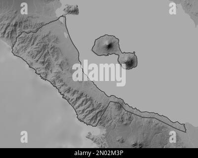 Rivas, department of Nicaragua. Grayscale elevation map with lakes and ...
