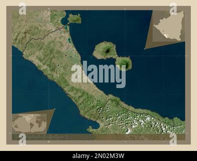 Rivas, department of Nicaragua. High resolution satellite map ...