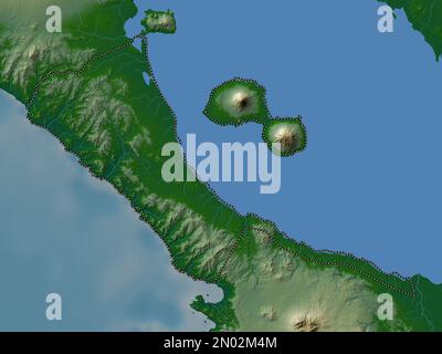 Rivas, department of Nicaragua. Colored elevation map with lakes and ...