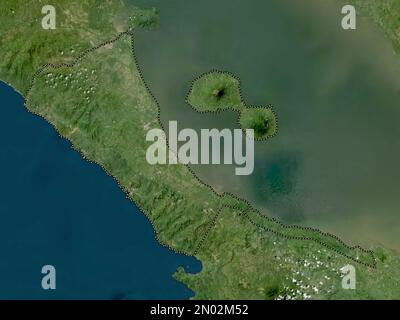 Rivas, department of Nicaragua. Low resolution satellite map. Locations ...