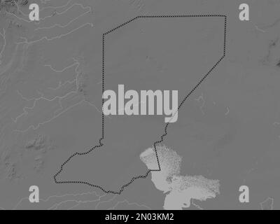 Diffa, department of Niger. Bilevel elevation map with lakes and rivers ...