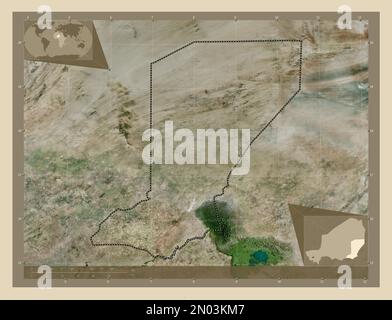 Diffa, department of Niger. High resolution satellite map. Locations of ...