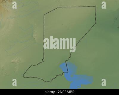 Diffa, department of Niger. Colored elevation map with lakes and rivers ...