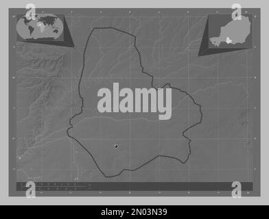 Maradi, department of Niger. Grayscale elevation map with lakes and ...