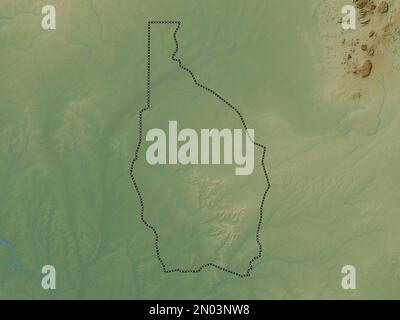 Tahoua, department of Niger. Colored elevation map with lakes and ...