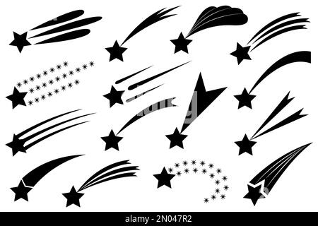 Illustration of different shooting stars isolated on white Stock Photo ...