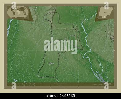 Abia, state of Nigeria. Colored elevation map with lakes and rivers ...
