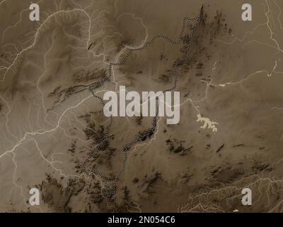 Adamawa, state of Nigeria. Colored elevation map with lakes and rivers ...