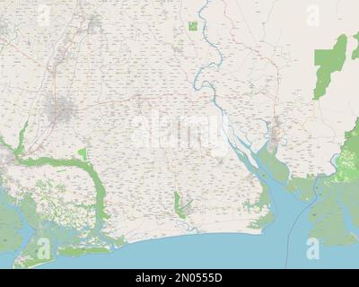 Akwa Ibom, state of Nigeria. Open Street Map. Locations of major cities ...