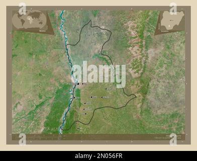 Anambra, state of Nigeria. High resolution satellite map. Locations of ...