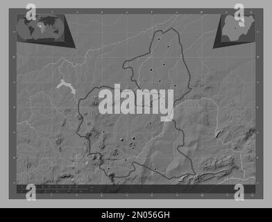 Bauchi, state of Nigeria. Bilevel elevation map with lakes and rivers ...