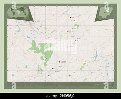 Bauchi, state of Nigeria. Open Street Map. Locations of major cities of ...