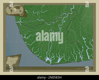 Bayelsa, state of Nigeria. Colored elevation map with lakes and rivers ...