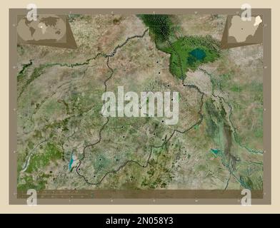 Borno, state of Nigeria. High resolution satellite map. Corner ...