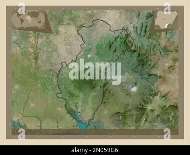 Cross River, state of Nigeria. High resolution satellite map. Locations ...