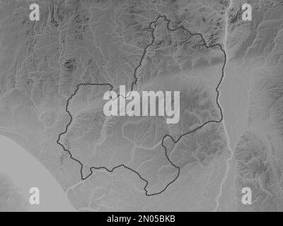 Edo, state of Nigeria. Grayscale elevation map with lakes and rivers ...