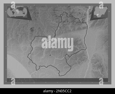 Edo, state of Nigeria. Elevation map colored in wiki style with lakes ...