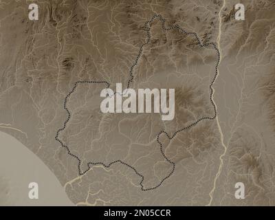 Edo, state of Nigeria. Colored elevation map with lakes and rivers ...