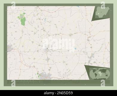 Ekiti, state of Nigeria. Open Street Map. Locations and names of major ...