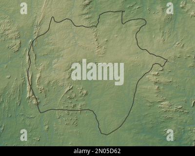 Ekiti, state of Nigeria. Colored elevation map with lakes and rivers ...