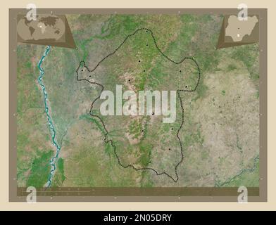 Enugu, state of Nigeria. High resolution satellite map. Locations and ...