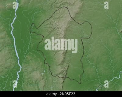 Enugu, state of Nigeria. Colored elevation map with lakes and rivers ...