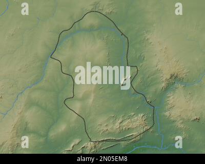 Gombe, state of Nigeria. Colored elevation map with lakes and rivers ...