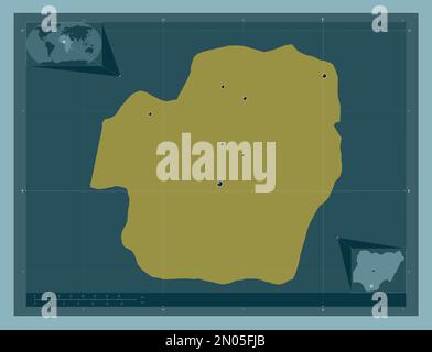 Imo, state of Nigeria. Solid color shape. Corner auxiliary location ...