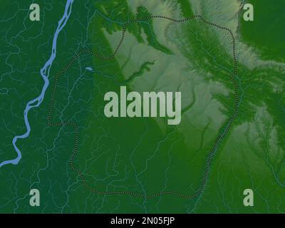 Imo, state of Nigeria. Colored elevation map with lakes and rivers ...