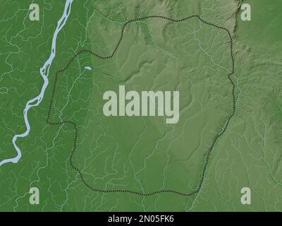 Imo, state of Nigeria. Colored elevation map with lakes and rivers ...