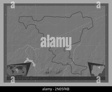 Jigawa, state of Nigeria. Bilevel elevation map with lakes and rivers ...