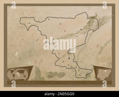 Jigawa, state of Nigeria. Low resolution satellite map. Locations and ...