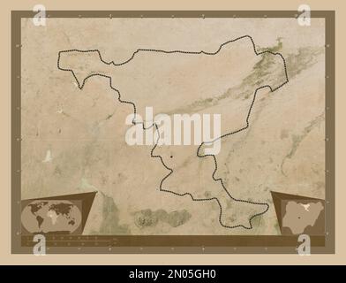 Jigawa, state of Nigeria. Low resolution satellite map. Locations of ...