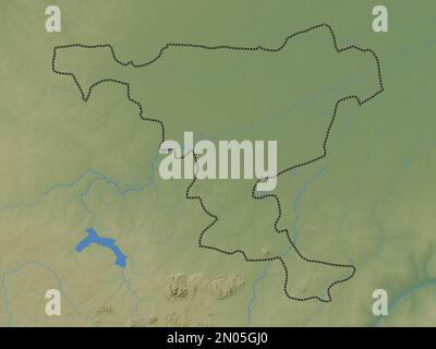 Jigawa, state of Nigeria. Colored elevation map with lakes and rivers ...
