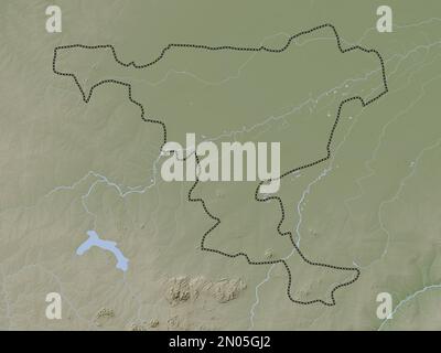 Jigawa, state of Nigeria. Colored elevation map with lakes and rivers ...