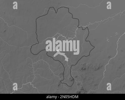 Kano, state of Nigeria. Grayscale elevation map with lakes and rivers ...