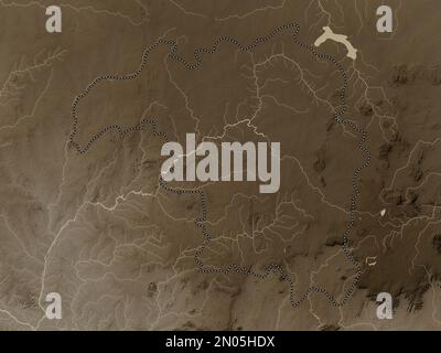 Kaduna, state of Nigeria. Colored elevation map with lakes and rivers ...