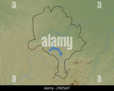 Kano, state of Nigeria. Elevation map colored in sepia tones with lakes ...