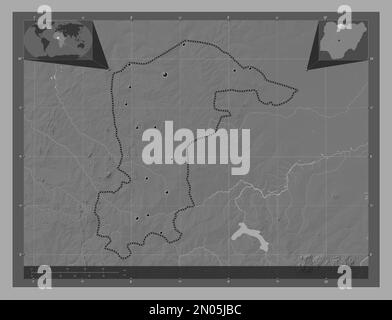 Katsina, state of Nigeria. Bilevel elevation map with lakes and rivers ...