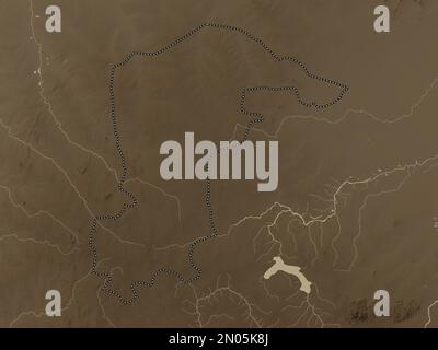 Katsina, state of Nigeria. Colored elevation map with lakes and rivers ...