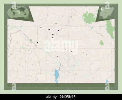 Kebbi, state of Nigeria. Open Street Map. Corner auxiliary location ...