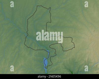 Kebbi, state of Nigeria. Colored elevation map with lakes and rivers ...