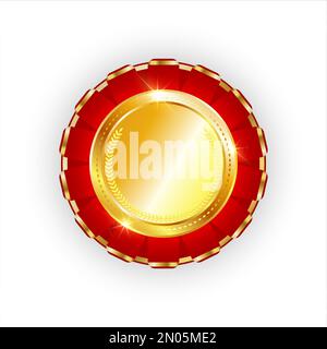 1st place trophy icon and award on red white background. Vector ...
