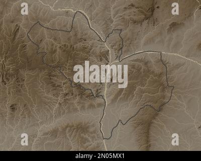 Kogi, state of Nigeria. Colored elevation map with lakes and rivers ...