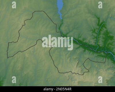 Kwara, state of Nigeria. Colored elevation map with lakes and rivers ...