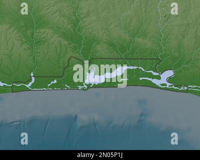 Lagos, state of Nigeria. Elevation map colored in wiki style with lakes ...