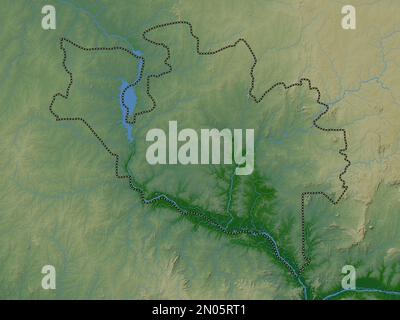 Niger, state of Nigeria. Elevation map colored in sepia tones with ...