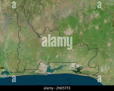 Ogun, state of Nigeria. High resolution satellite map. Locations and ...