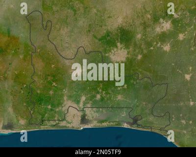 Ogun, state of Nigeria. Low resolution satellite map. Locations of ...